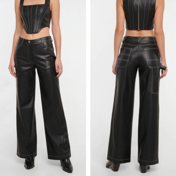 STAUD | Pants & Jumpsuits | Staud Domino Vegan Leather Cargo Pants Full ...